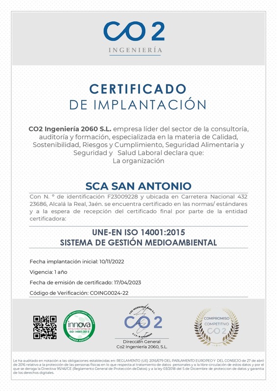 Certificaciones | MotaOliva | Cooperativa San Antonio